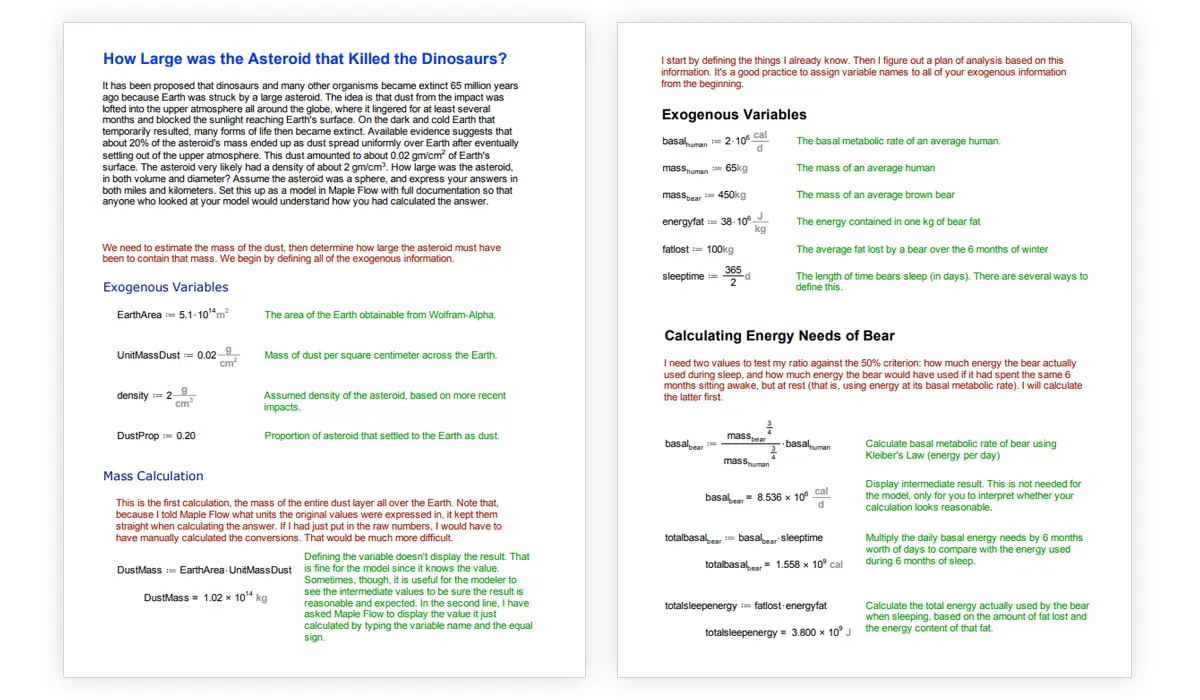 Students use Maple Flow to explore such questions as How Large Was the ...
