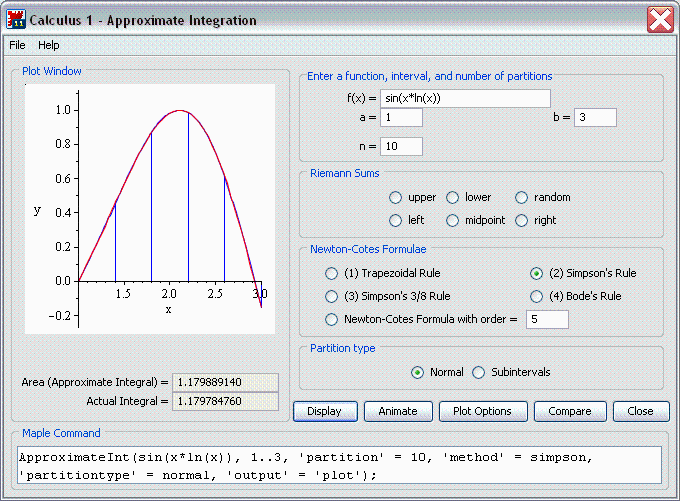 Numeric Integration - Simpson's Rule - Application Center